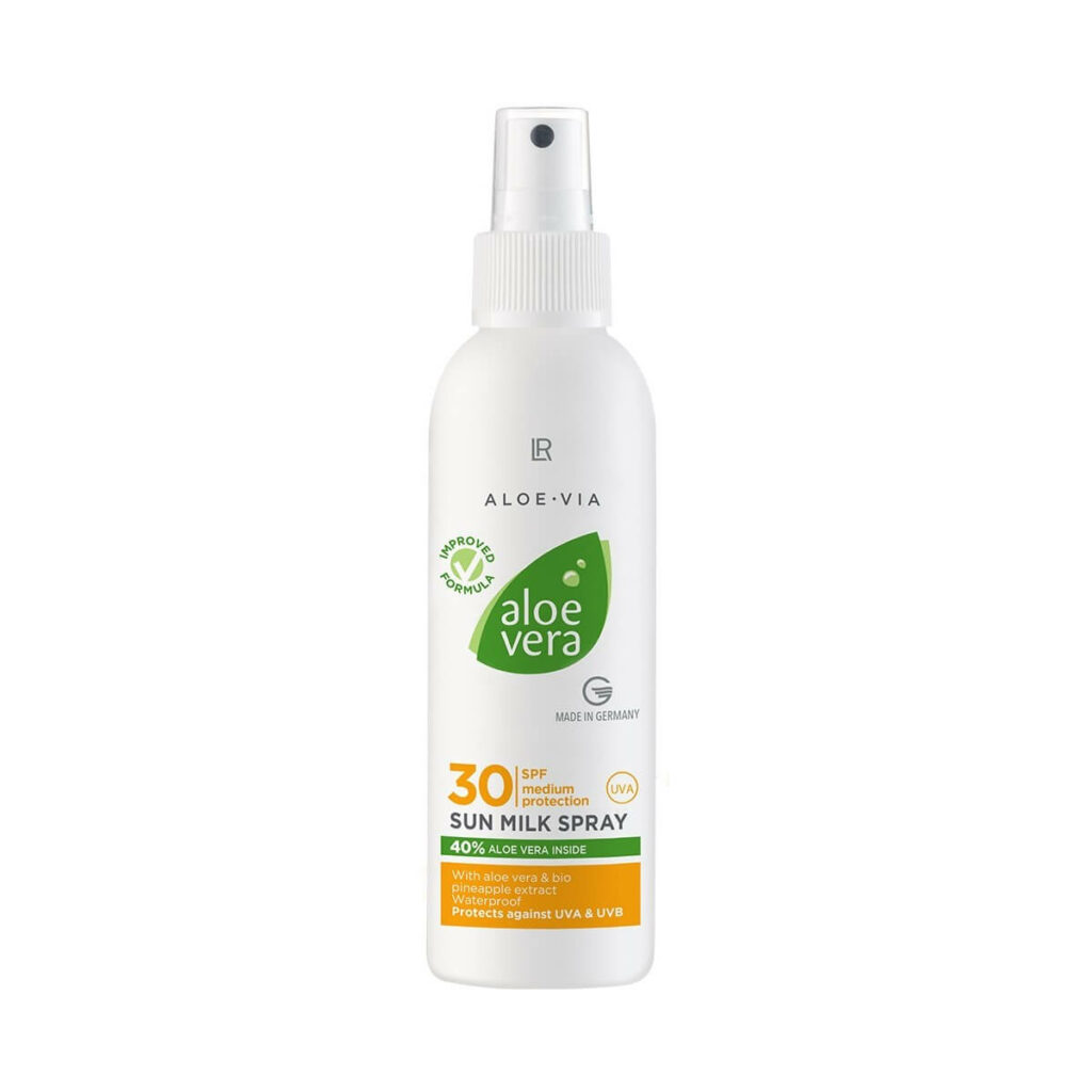 Aloe Vera Sun Milk Spray SPF 30 provides intensive moisture